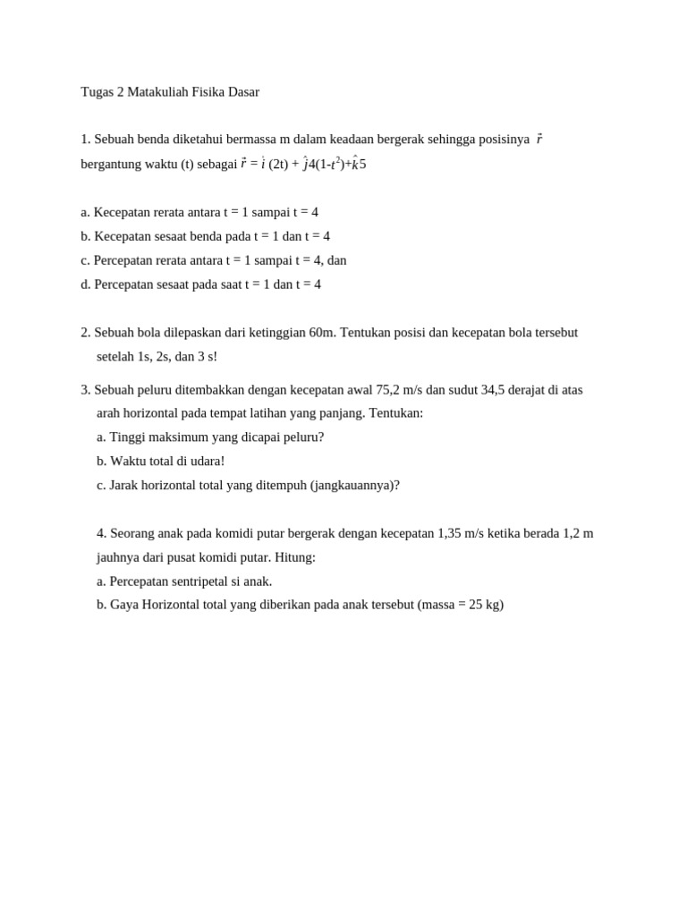 Tugas 2 Matakuliah Fisika Dasar | PDF