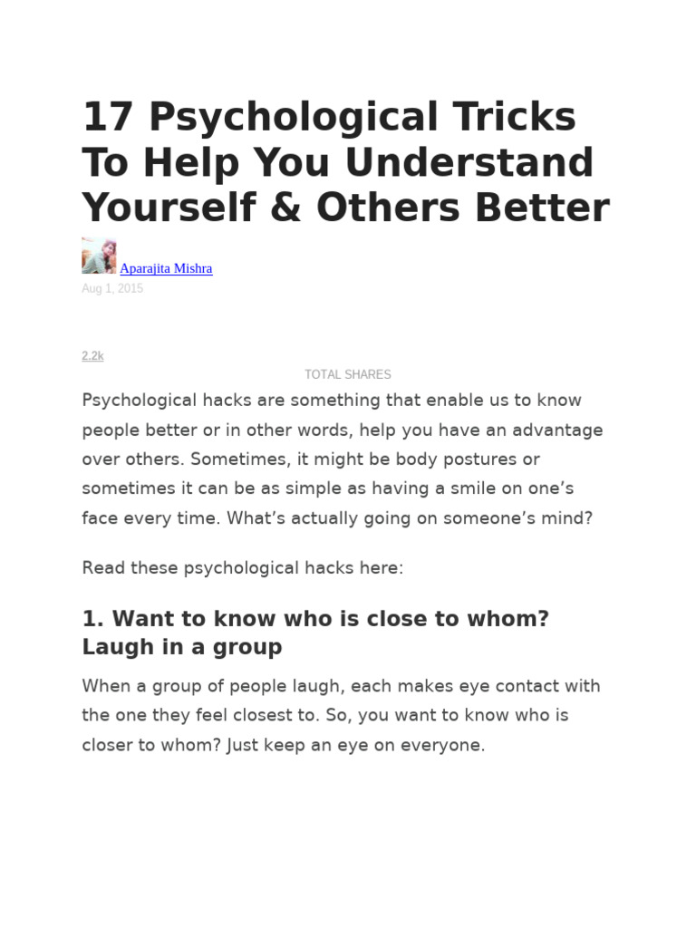 17 Psychological Tricks To Help You Understand Yourself | PDF