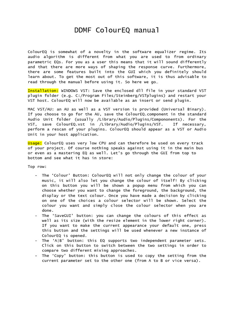 Colour EQManual | PDF