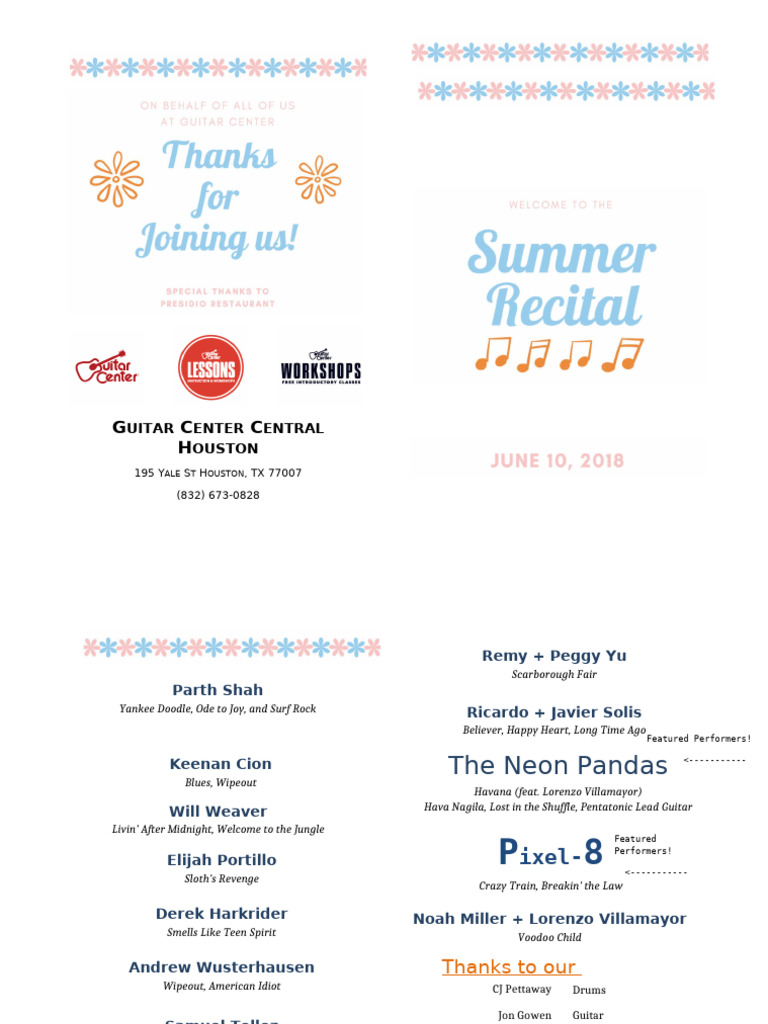 Summer Recital Program - 2018 | PDF
