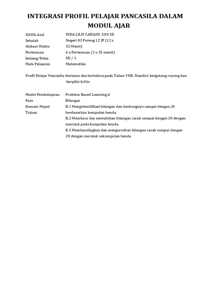 Integrasi PPP Dalam Pembelajaran DIDA | PDF