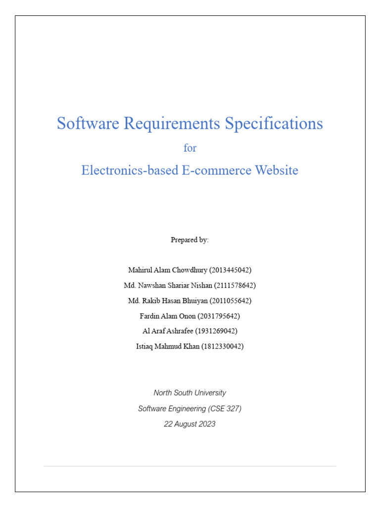 Software Requirements Specifications: Electronics-Based E-Commerce ...