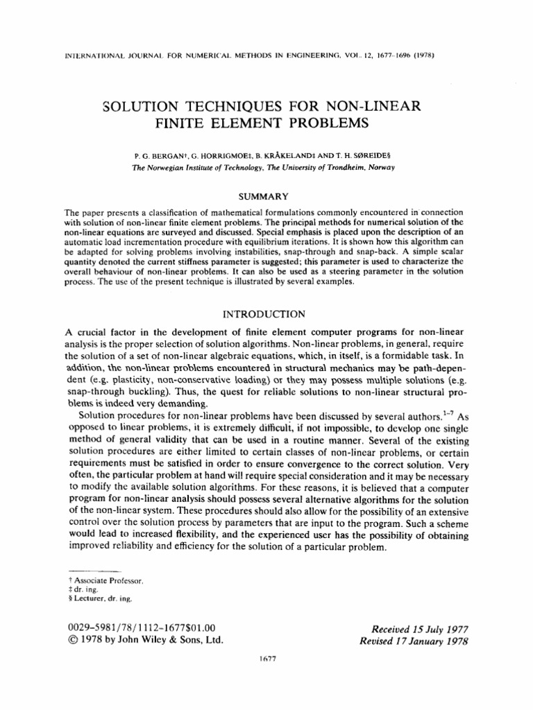 Solution Techniques For Non Linear Finite Element | PDF