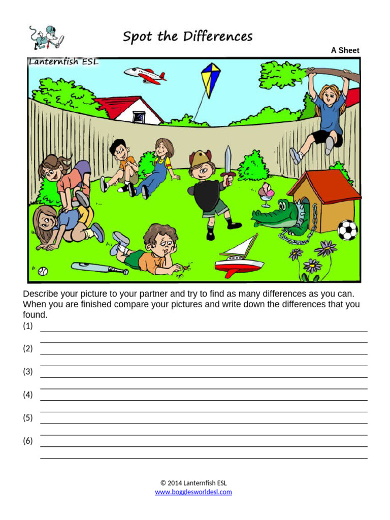 ESL Spot the Difference Activity | PDF | Language Arts & Discipline