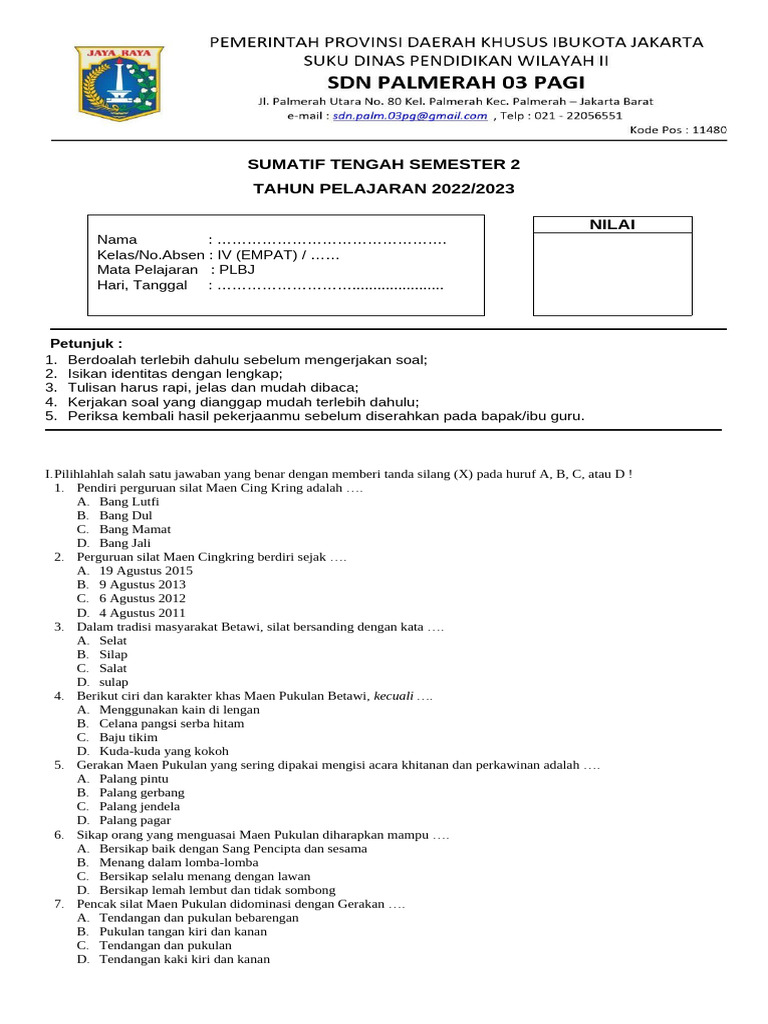 Soal PLBJ Maryana Kelas 4 | PDF