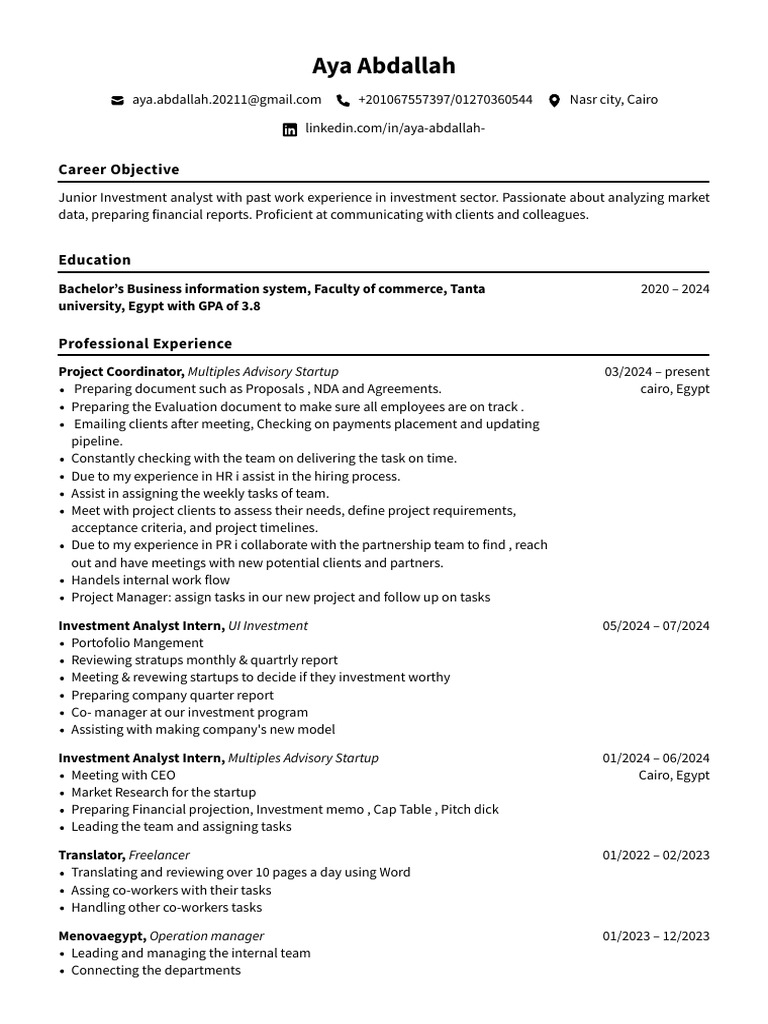 Aya Abdallah CV | PDF