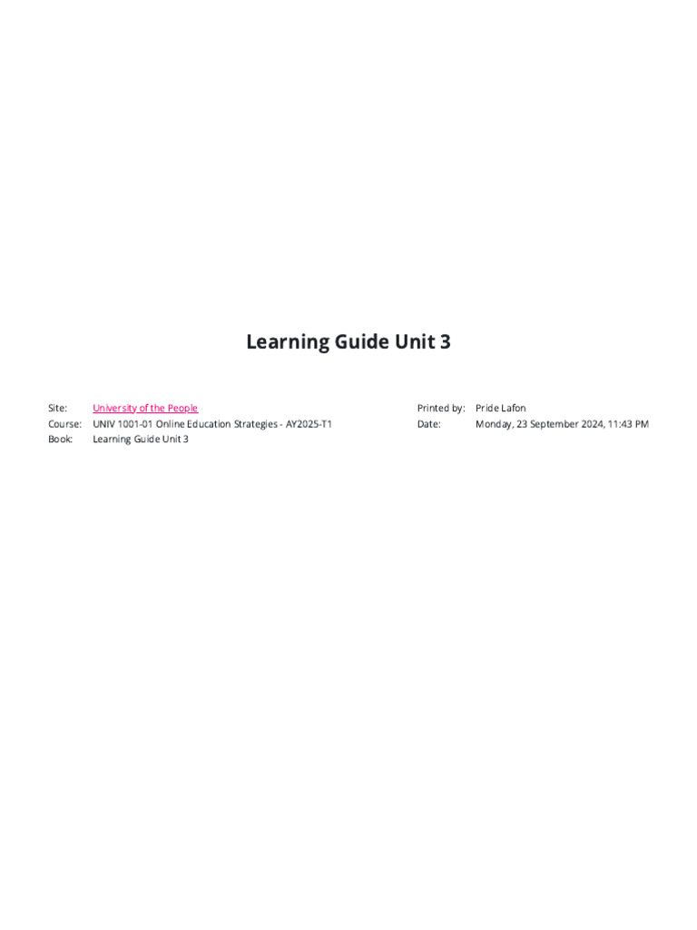 Learning Guide Unit 3 - Home | PDF