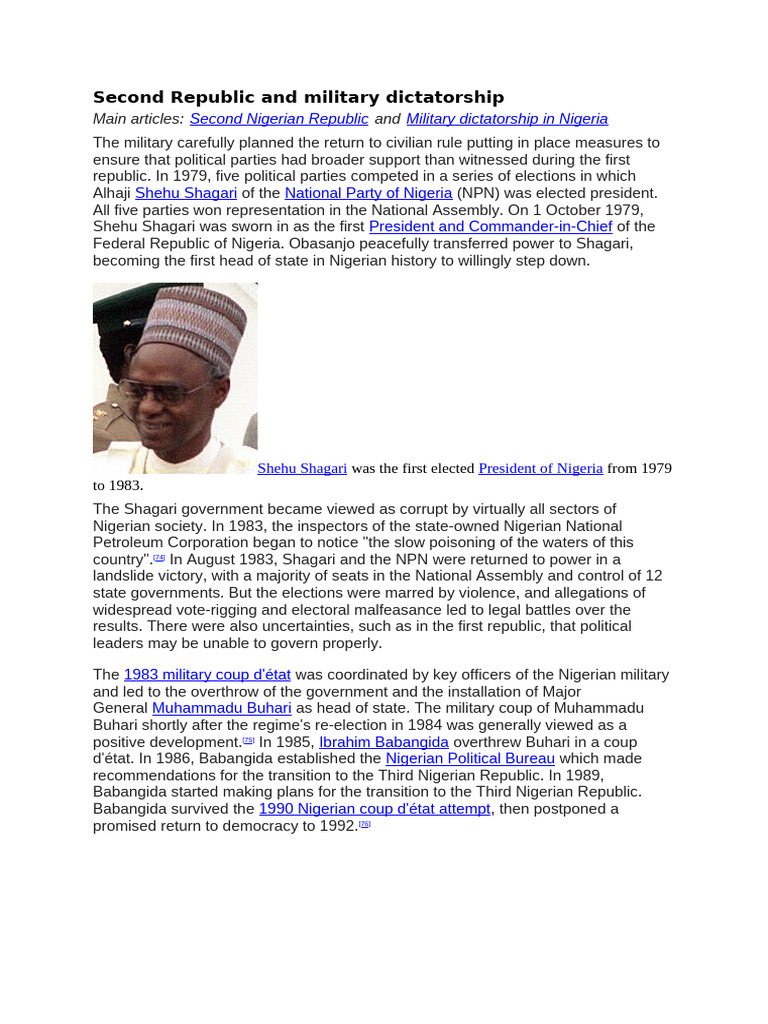 Second Republic and Military Dictatorship | PDF