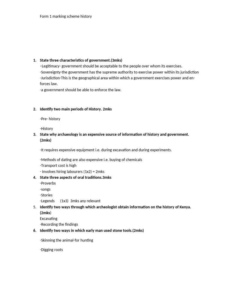 History Form 1 M Scheme | PDF