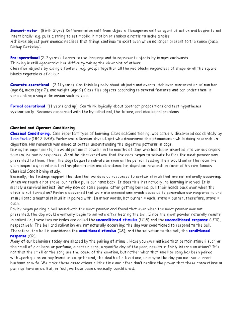 Stages | PDF | Classical Conditioning | Psychological Schools