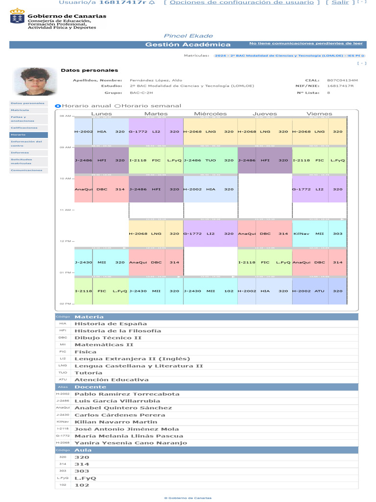 Consulta de datos académicos | PDF