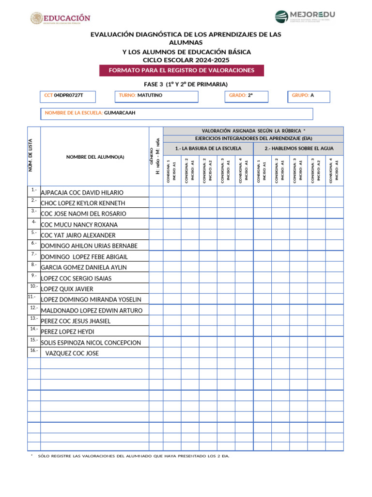 Formato - Registro - Valoraciones - Fase 3 | PDF