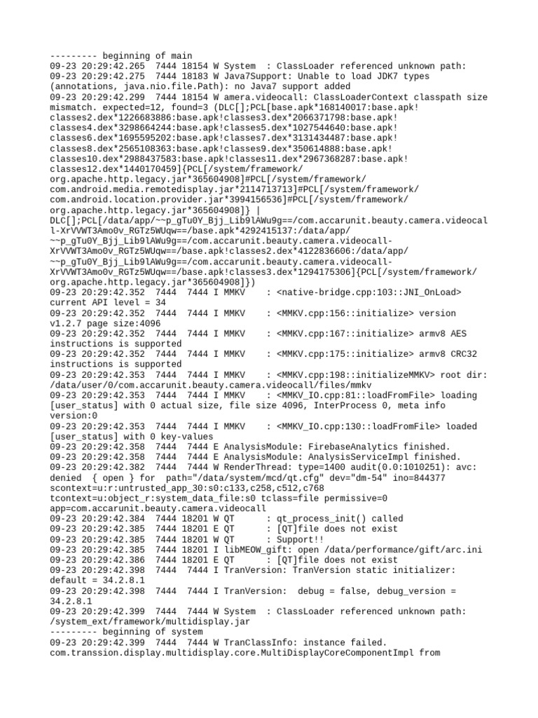 Com - Accarunit.beauty - Camera.videocall Logcat | PDF | Software Development | Computing Platforms