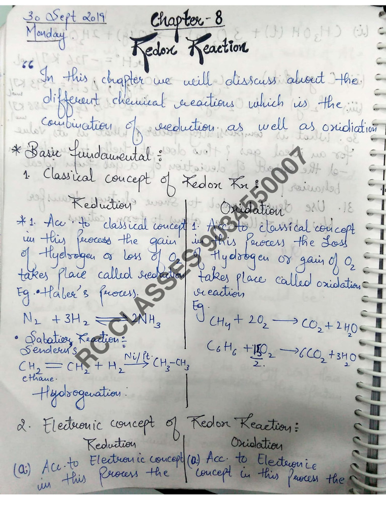 XI Class Redox Reaction | PDF