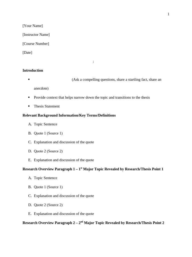 Inquiry Essay Outline Template | PDF