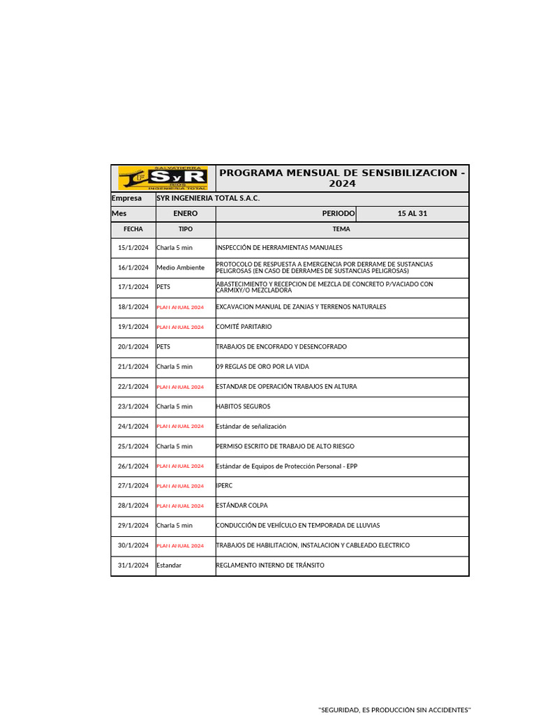 Programa Mensual Sensibilizacion | PDF