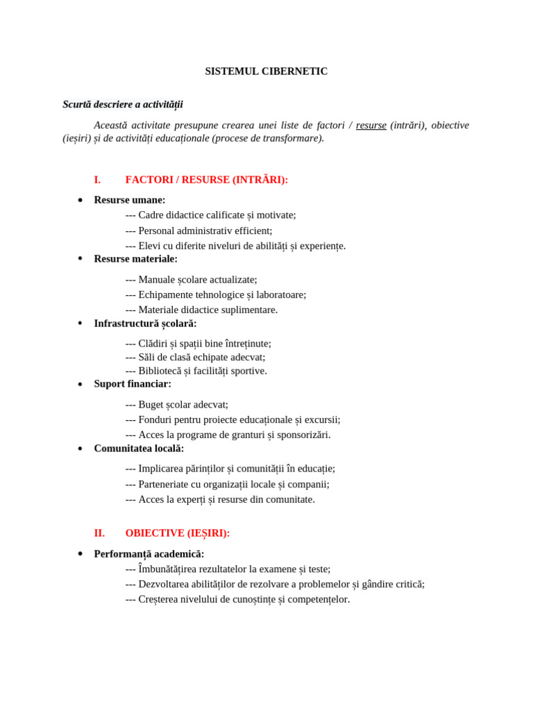 Sistemul Cibernetic | PDF