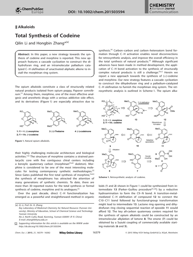 Total Synthesis of Codeine | PDF