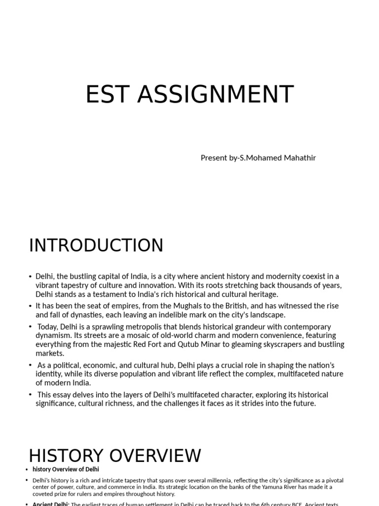 Est Assignment: Present by-S.Mohamed Mahathir | PDF