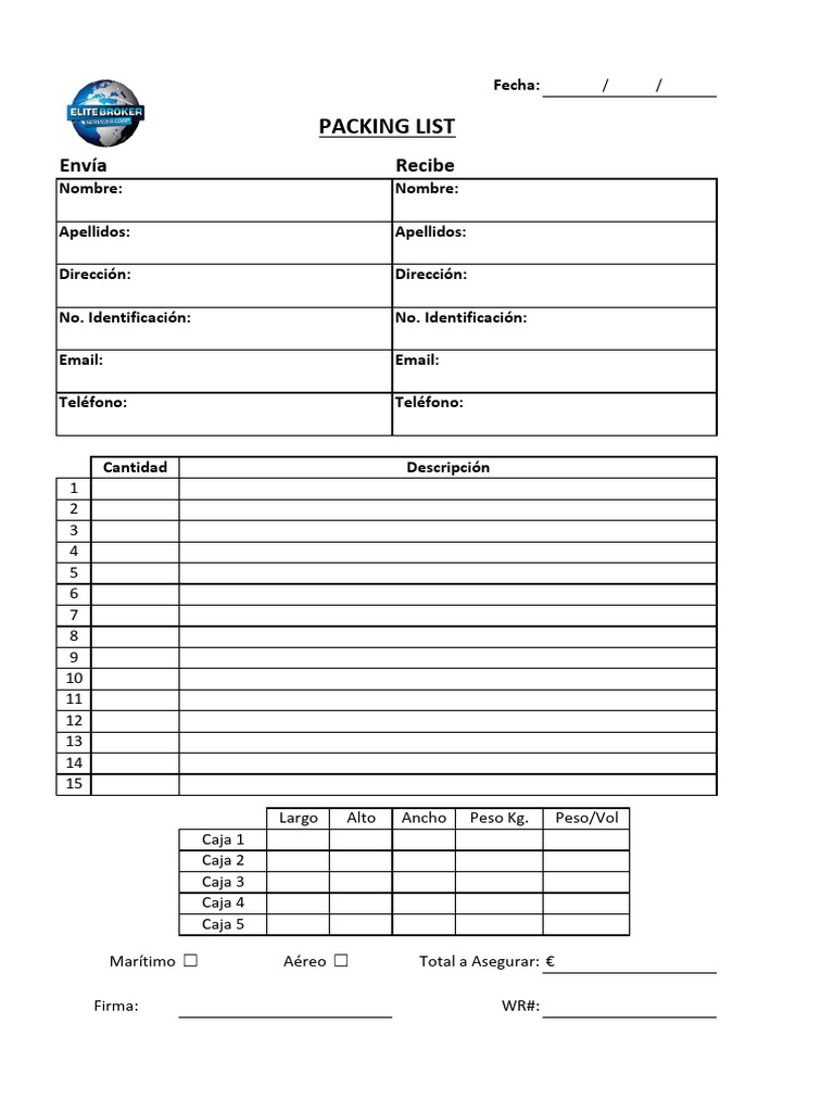 MODELO-PACKING-LIST-ELITE- | PDF