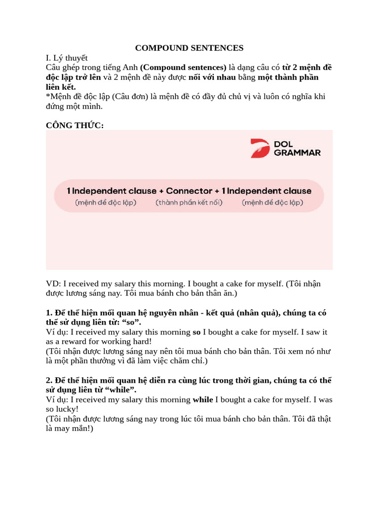 COMPOUND SENTENCES | PDF