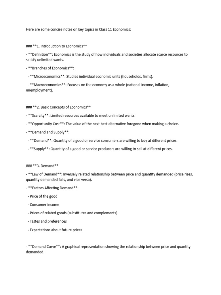 Class 11 Economics Pdf