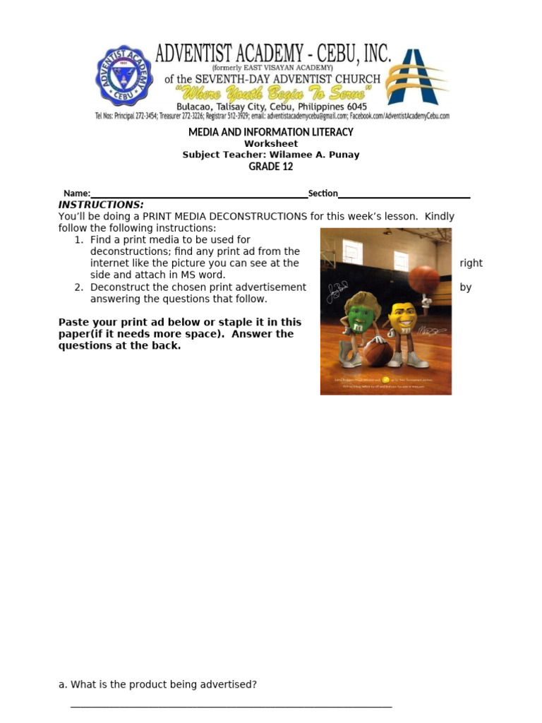 MIL Lesson 4 Worksheet | PDF