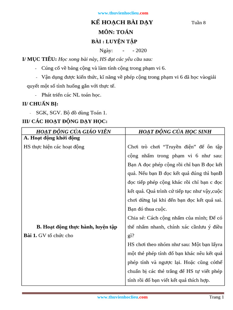 GA Toan 1 Tuan 8 CANH DIEU | PDF