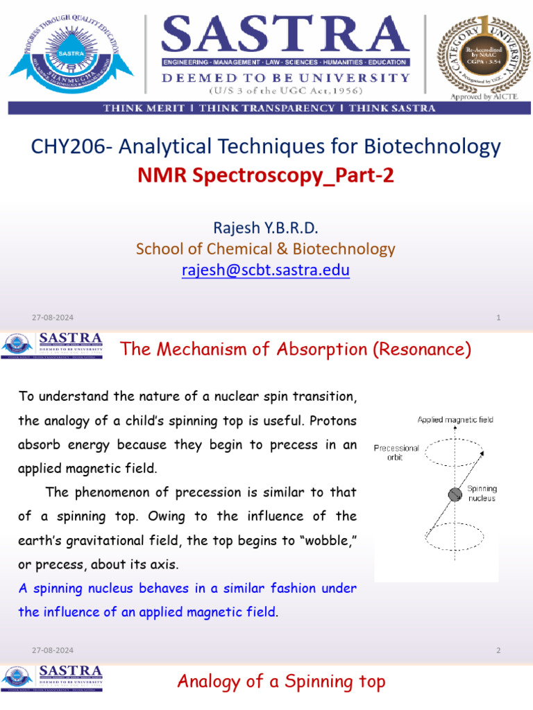 NMR Spectroscopy Part 2 1 | PDF