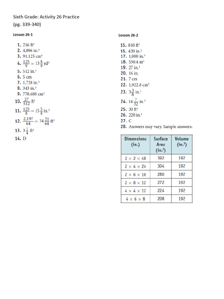 Grade 6 Activity 26 Practice | PDF