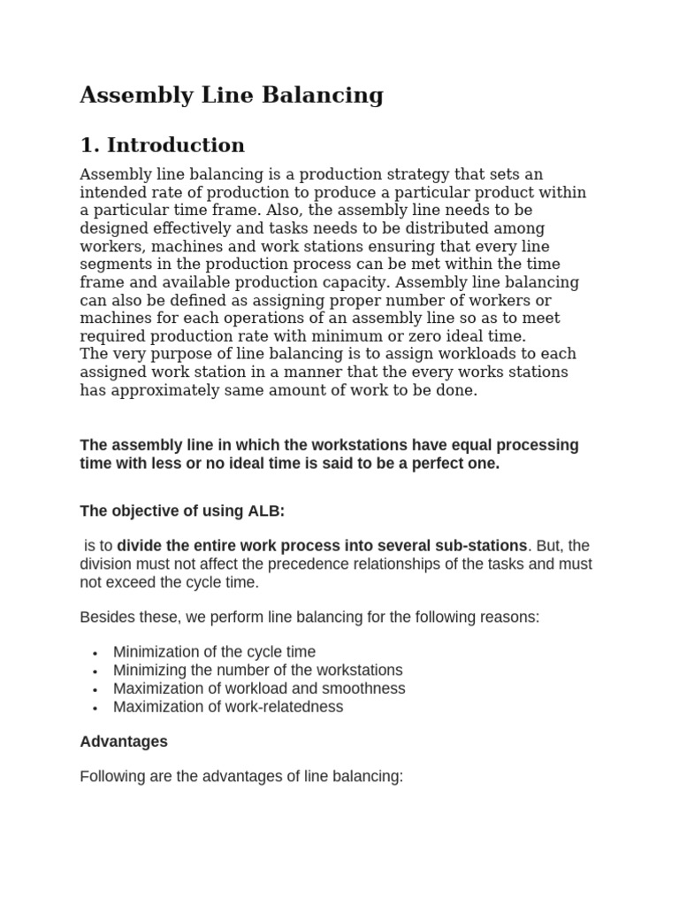 Assembly Line Balancing | PDF