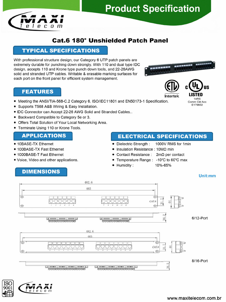 Patch Panel Cat6 | PDF