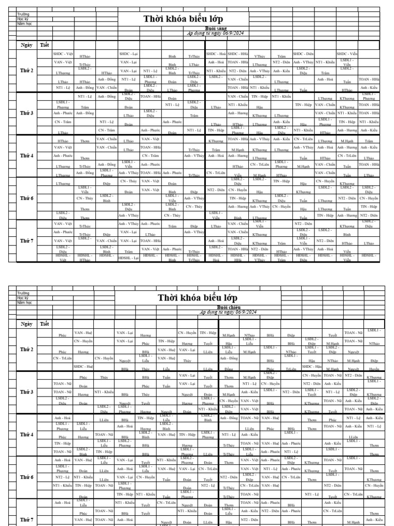 TKB HKI NH 24-25 Chính TH C | PDF