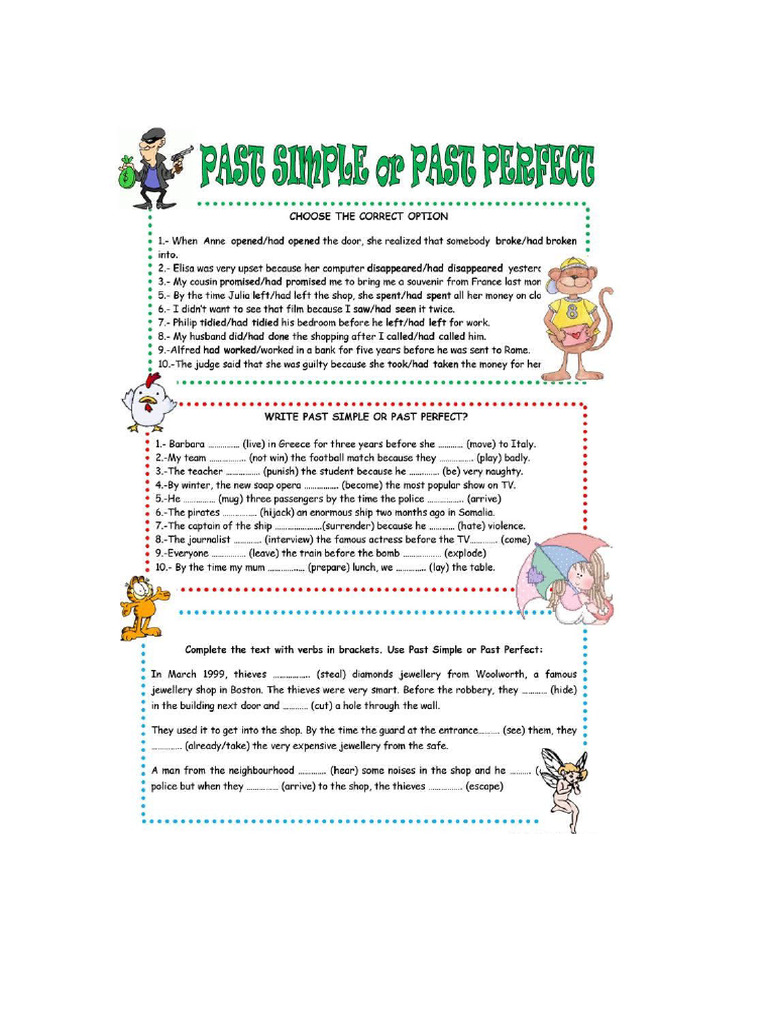 Choose the correct tense past simple or past perfect | PDF