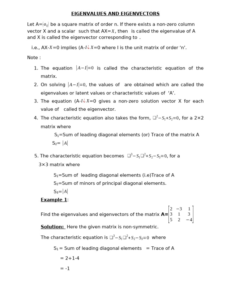 Eigenvalues and Eigenvectors and Properties | PDF