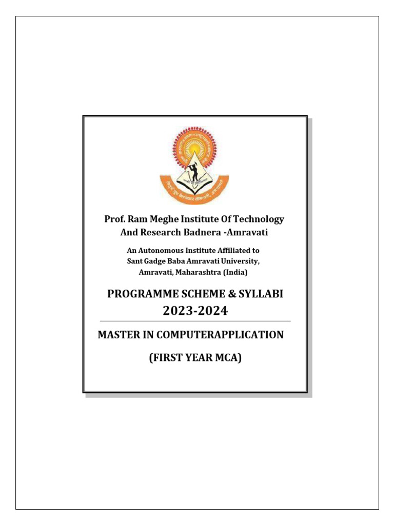 Mca Syllabus 2023-24 First Year Final 2 Jan 2024 | PDF