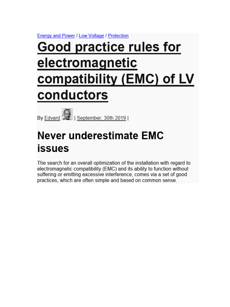 0000-Electromagnetic Compatibility (EMC) of LV Conductors | PDF