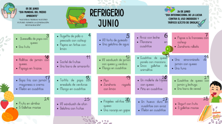 Refrigerio Junio | PDF | Alimentos | Cocina de las Americas