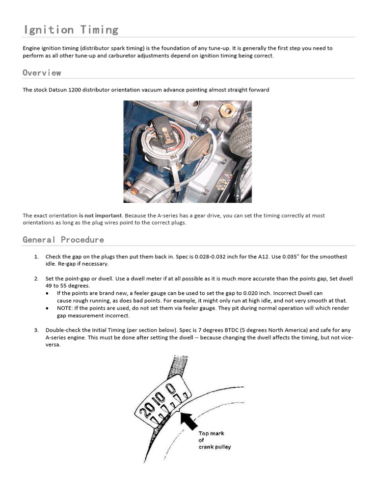 Datsun A12 Ignition Timing | PDF