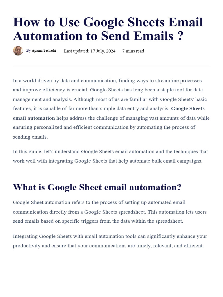 How To Use Google Sheets Email Automation To Send Emails | PDF