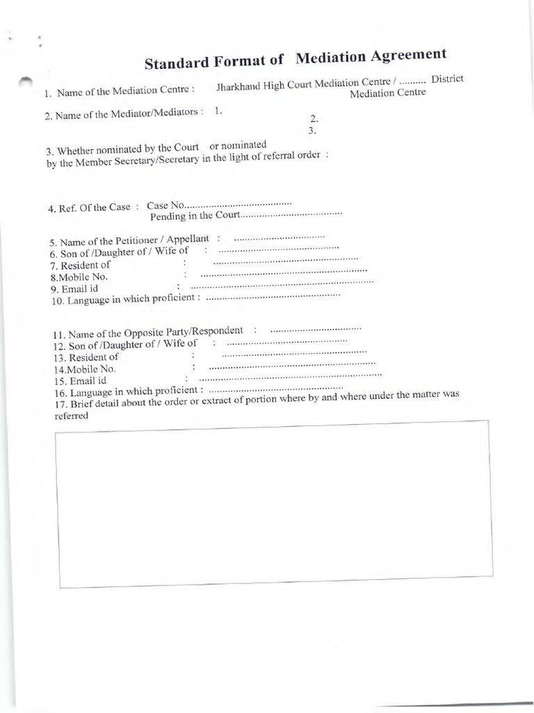 Standard Format of Mediation Agreement | PDF