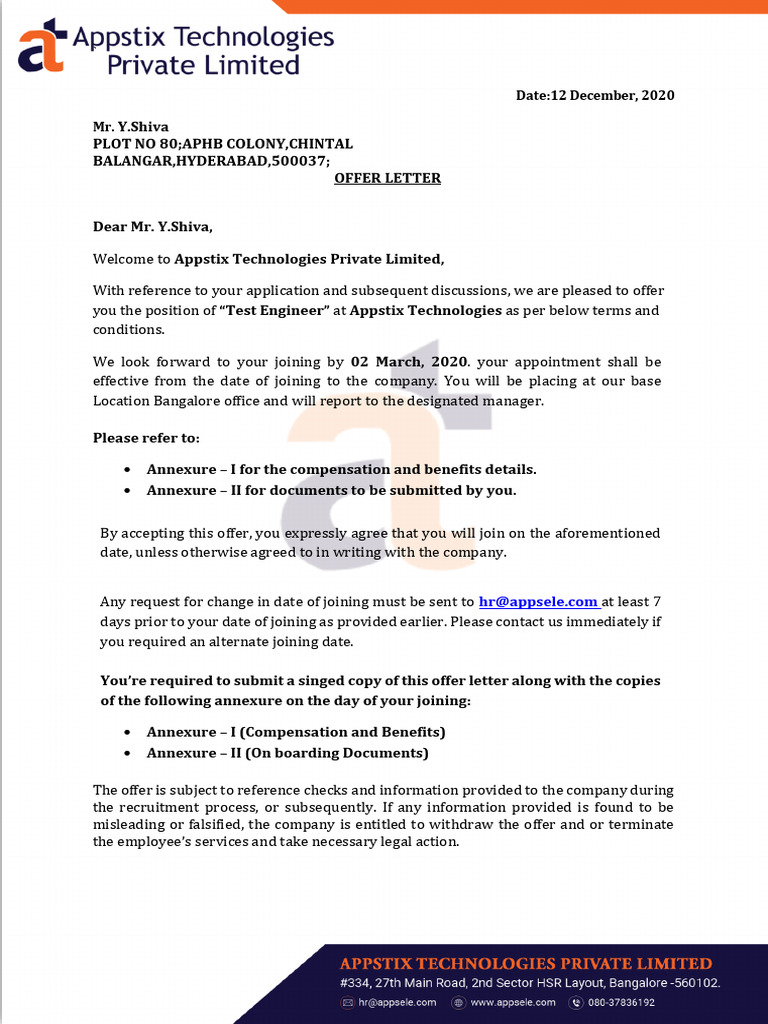 Offer Letter | PDF