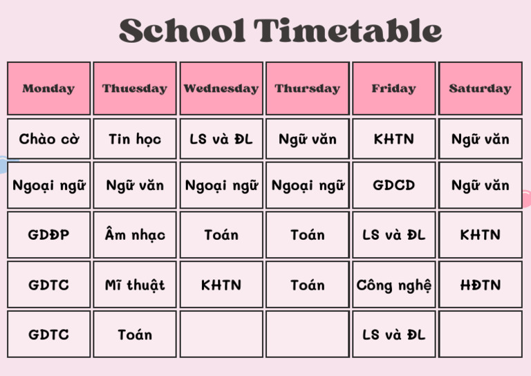 Pink Blue Simple School Timetable | PDF