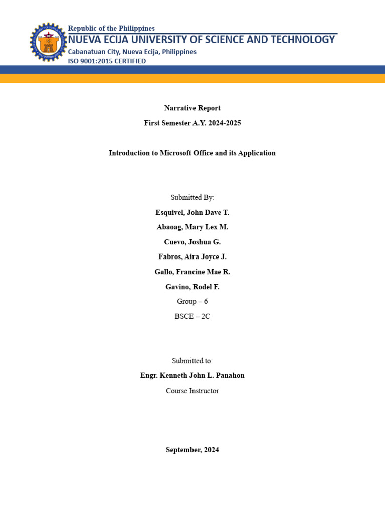 Narrative Report G6 Ce-2c Comp 212 | PDF | Microsoft Office | Microsoft ...