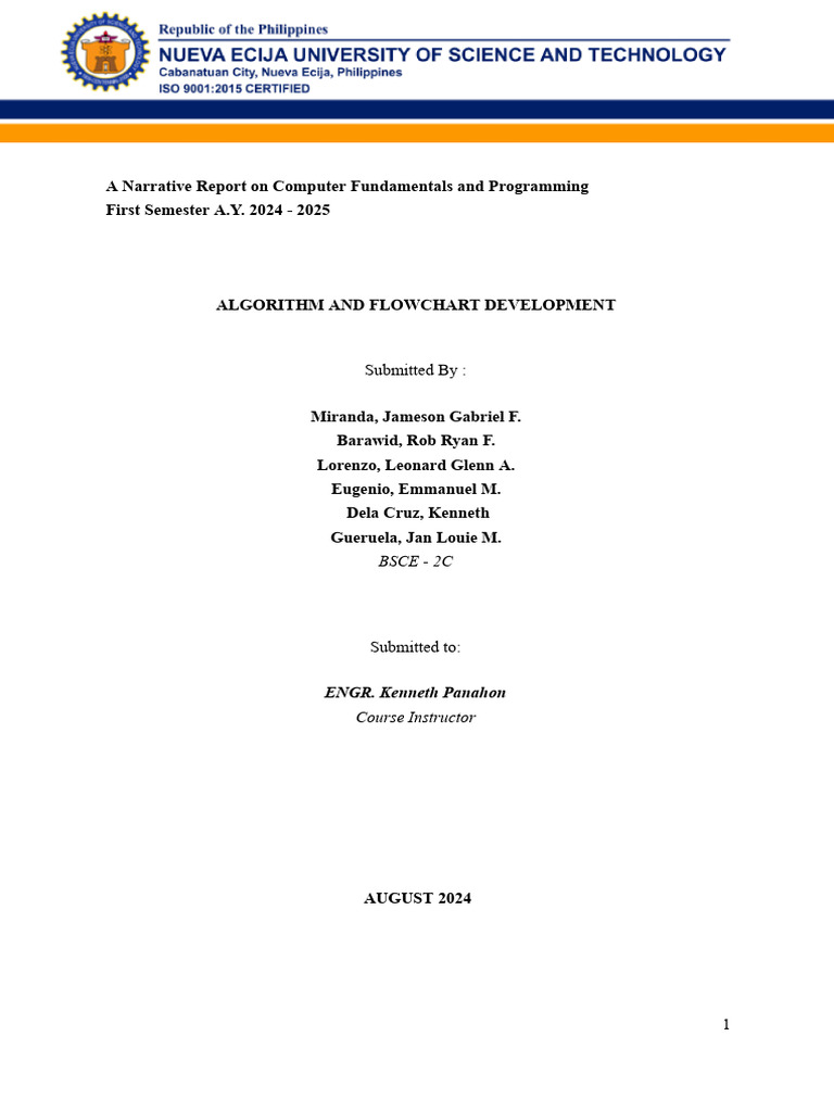 Narrative Report COMP 212 4 | PDF | Algorithms | Business