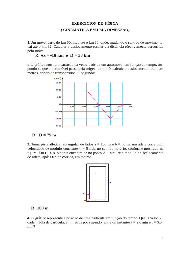 EXERCÍCIOS PROF. (2022) Cinemática. | PDF