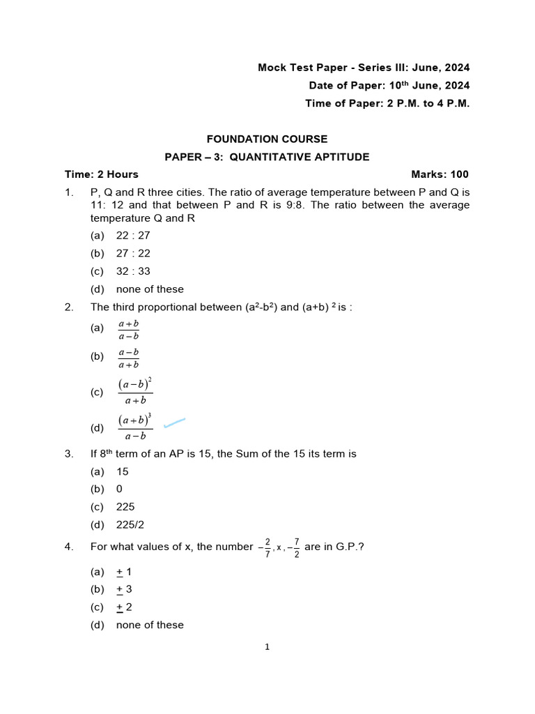 MTP 3 Maths | PDF
