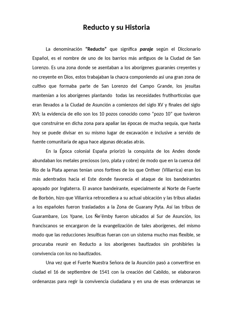 Reducto y Su Historia | PDF
