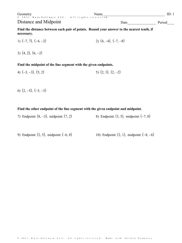 Evian Harris - Distance and Midpoint Worksheet | PDF