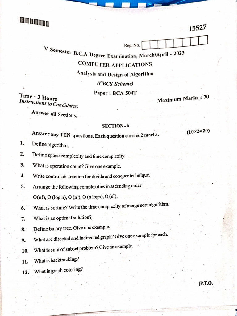 Bca 5th Sem Analysis and Design of Algorithm (F) | PDF